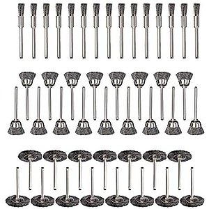 60 Pcs Wire Brushes Set Steel Wire Wheels Pen Brushes Set Kit Accessories for Dremel Rotary Tool (60PCS)