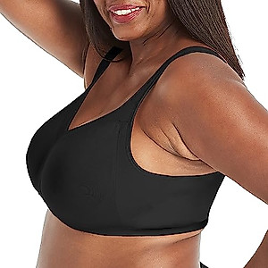 PLAYTEX Womens 18 Hour Wireless Seamless Full-coverage T-shirt With Smoothing Support, Us4159 Bras, Real Black, 38DD US