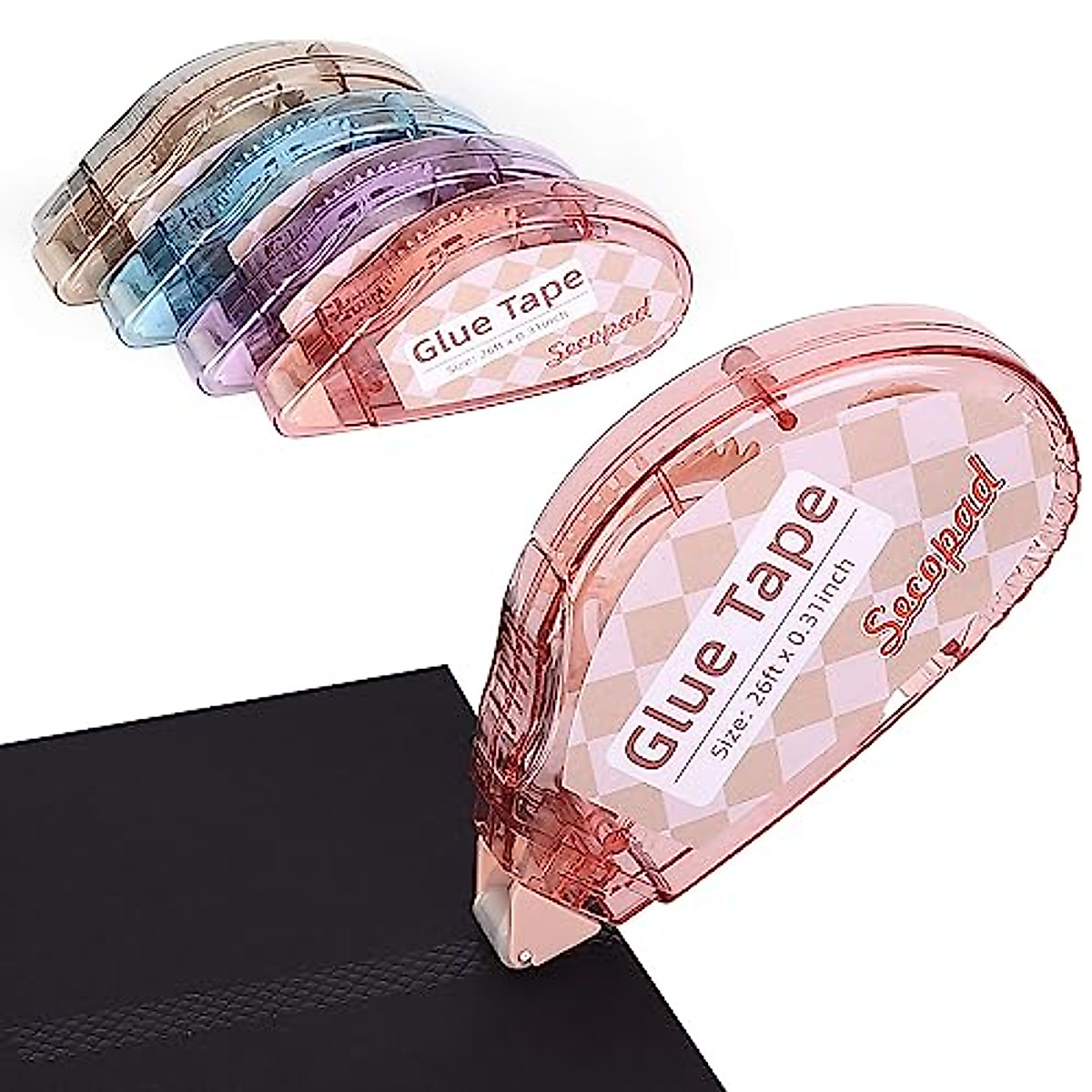 Secopad Scrapbook Tape, 4 Pack Double Sided Tape Roller for Crafts, Sticky Glue Tape Runner Scrapbooking Supplies for Adults and Kids, 0.3IN x 26FT