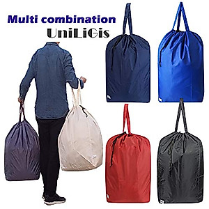 UniLiGis Washable Travel Laundry Bag with Handles and Drawstring (2 Pack), Heavy Duty Large Enough to Hold 3 Loads of Laundry, Fit a Laundry Basket or Clothes Hamper, 27.5x34.5 in,Grey