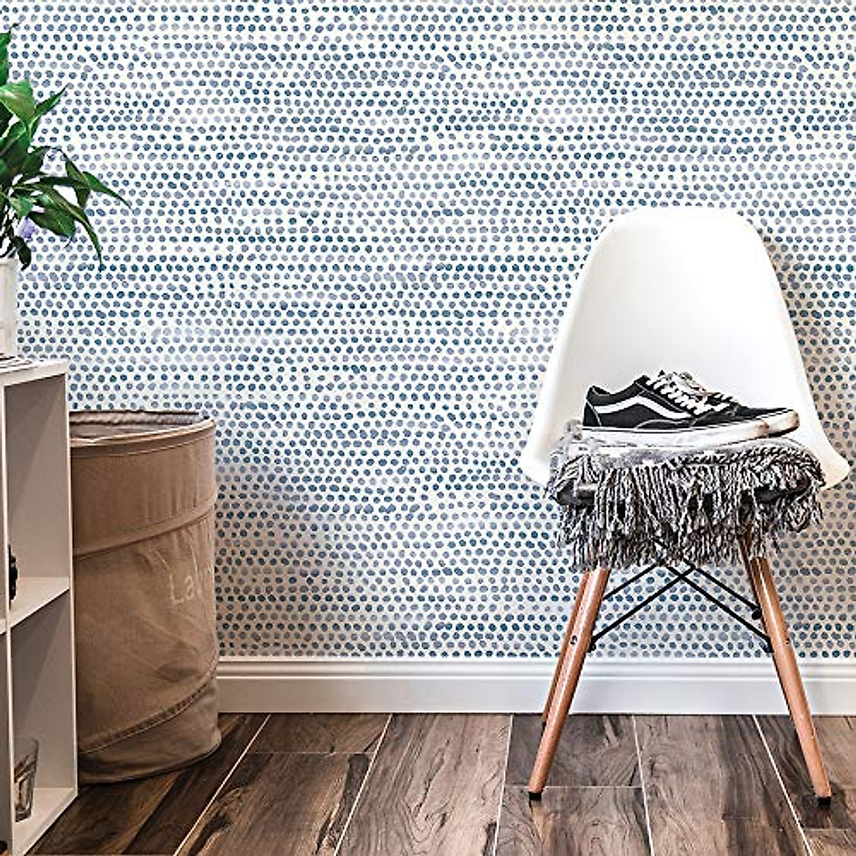 Tempaper Blue Moon Moire Dots Removable Peel and Stick Wallpaper, 20.5 in X 16.5 ft, Made in the USA