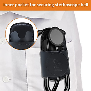 Aiotve Stethoscope Holder-Stethoscope Clip Hip Holder,Premium Leather Handmade Clip-on Stethoscope Hip Holder for Easily Accessible, Hygienic Stethoscope Attachment, for Physicians/Nurses(Black)