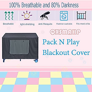 QXSMAHP Pack N Play Blackout Cover Crib Blackout Cover Stretchy Breathable Pack N Play Cover for Baby Provide More Cozy Dark Sleep Space (Black)