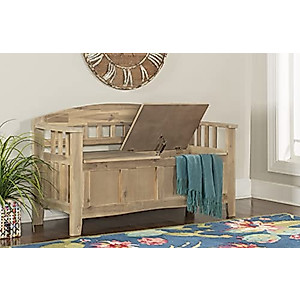 Linon Natural Washed Storage Frankie Bench, Seat Height of 18"