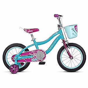 Schwinn Koen & Elm BMX Style Toddler and Kids Bike, For Girls and Boys, 14-Inch Wheels, With Saddle Handle, Training Wheels, Chain Guard, and Front Basket, Recommended Height 36-40 Inch, Teal