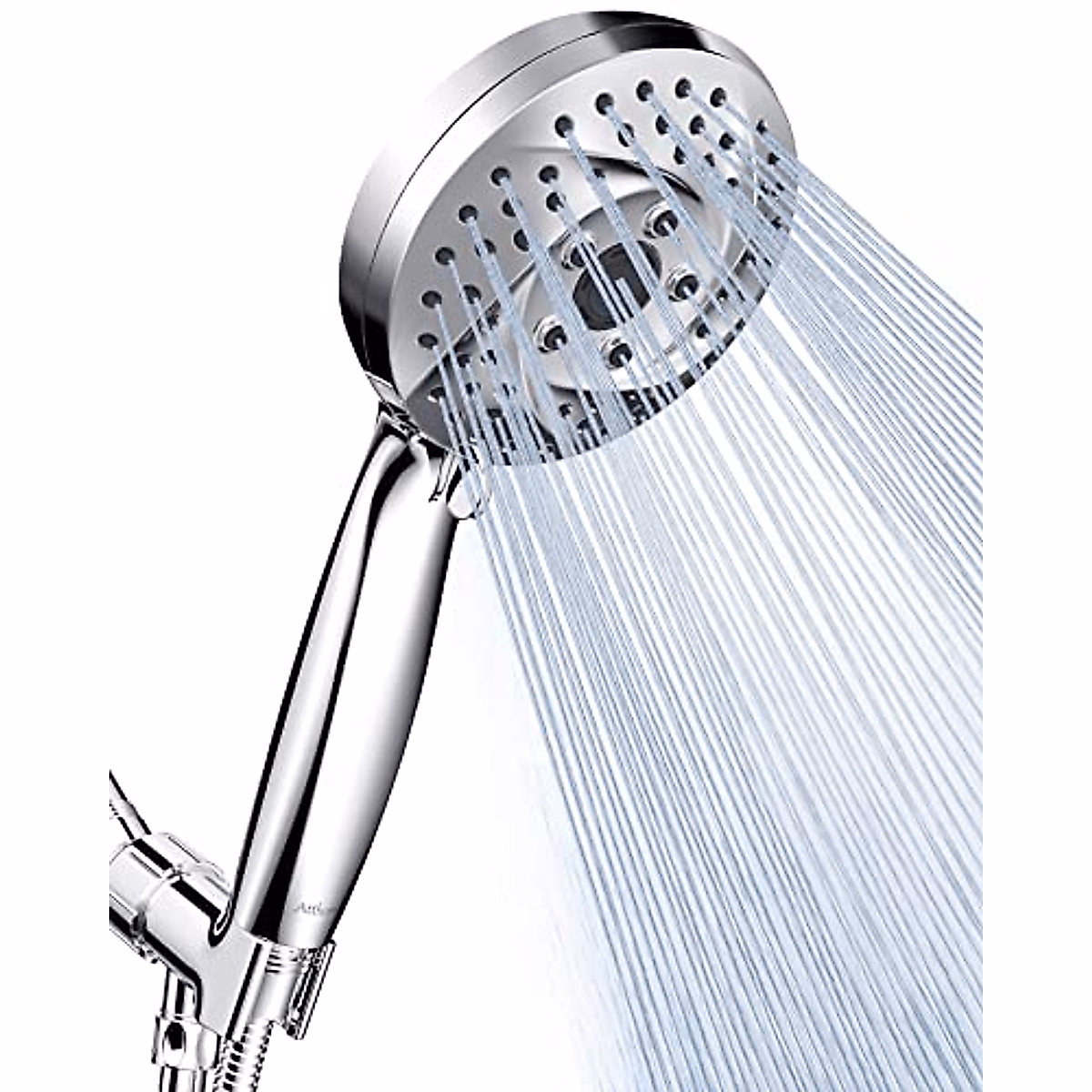Atthomie Modern Shower Head with 6 Spray Settings, Anti-Clog Detachable & Removable, 60 Inch Stainless Steel Hose, Adjustable Brass Joint, Tool-Free Installation