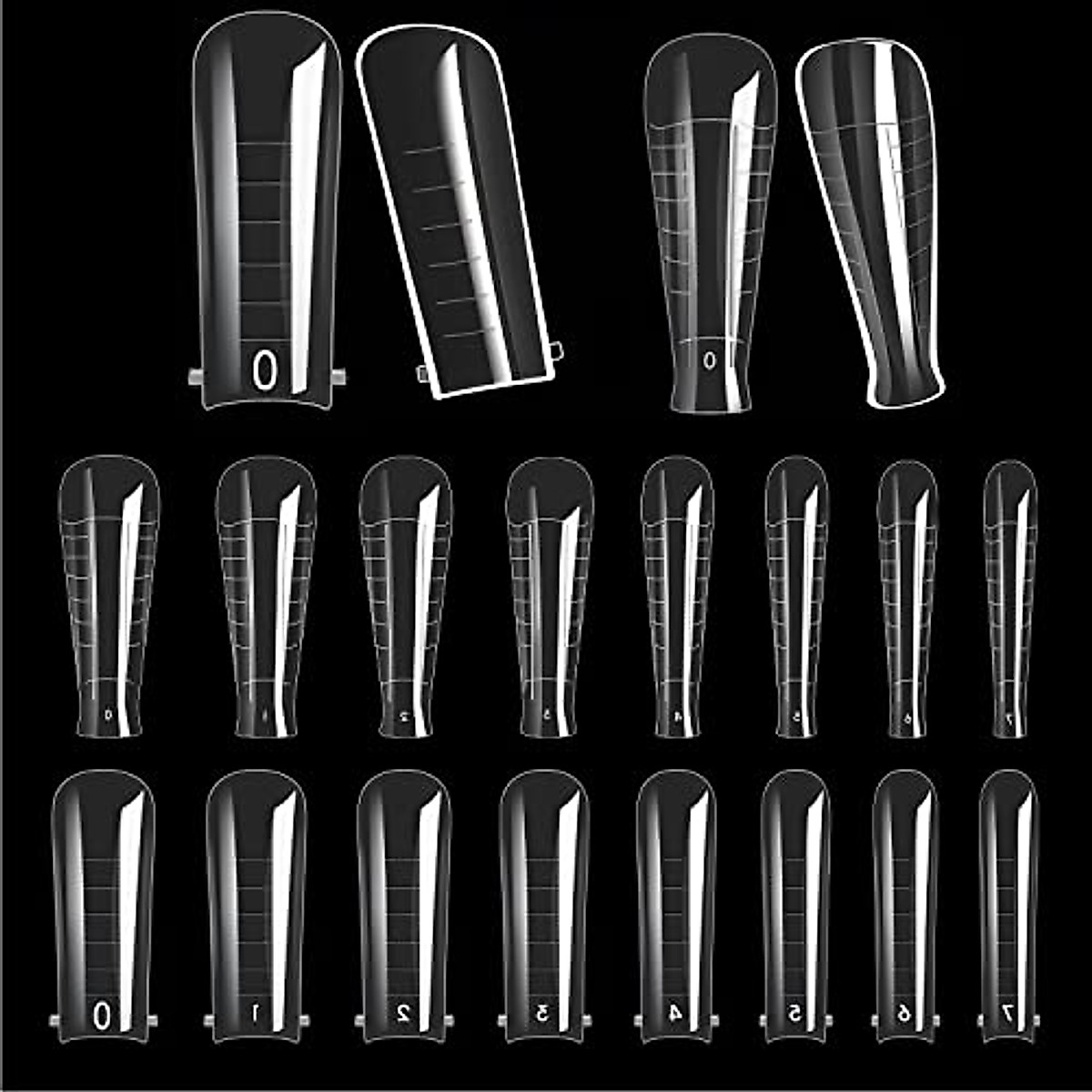 Makartt Nail Dual Forms for Poly Nail Gel 72PCS Square Coffin Clear Nail Molds for Solid Gel Builder Extension Hard Gel for Nails Full Cover Fake Nails Acrylic Nail Forms With Scale Nail Art Supplies