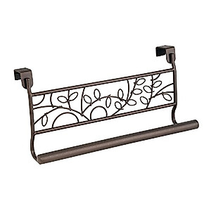 iDesign Twigz Metal Over the Cabinet Dish and Hand Towel Bar Holder for Kitchen, Bathroom, 5.6" x 2.4" x 9.7", Bronze