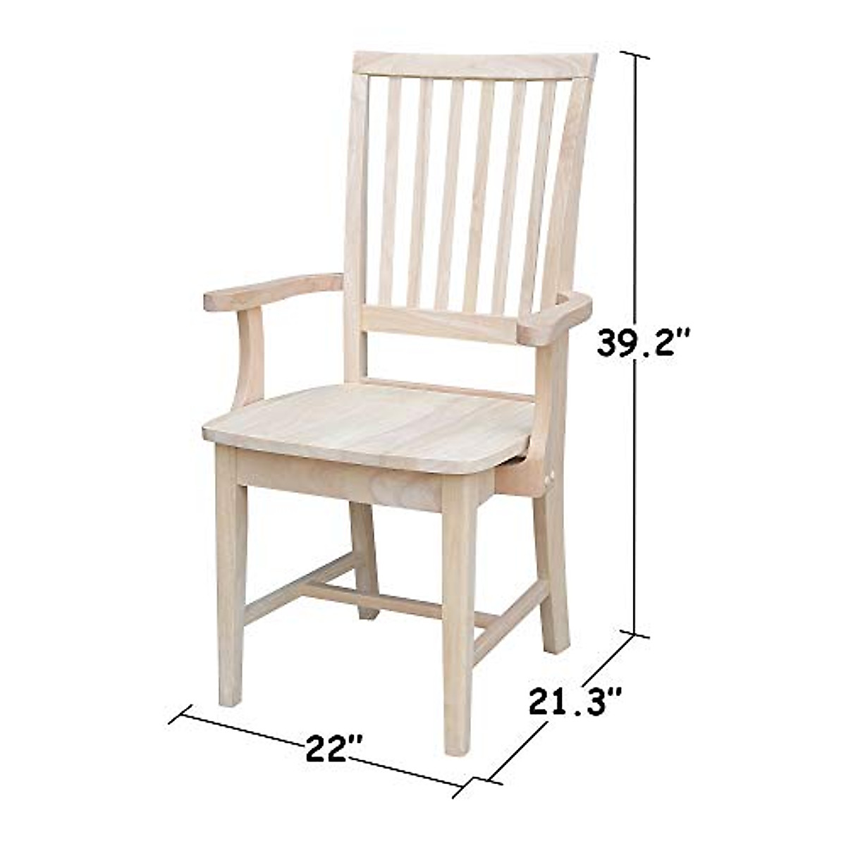International Concepts Mission Side Chair with Arms, Unfinished