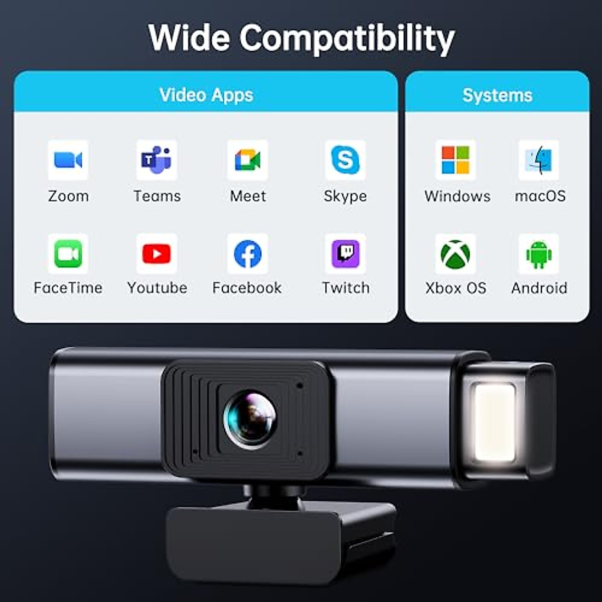 GUSGU 1440P Quad HD Webcam with Microphone, G940 Web Camera Privacy Protection, USB Computer Camera for MacBook/Laptop/Desktop, PC Streaming Camera