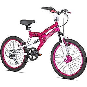 KENT International 20" Rock Candy Girls Bike | 20 Inch Girls Bike with Front & Rear Hand Brakes and 7 Speed Twist Shifting | Dependable Strong High Tensile Steel Frame Multi-Use Bike for Kids