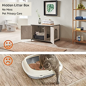 unipaws Top Opening Cat Litter Box Enclosure, Flip Top XL Extra Large Cat Box Furniture, Friendly to Elderly People, High Jumbo Automatic Litter Box Cover Hidden for Large Cat