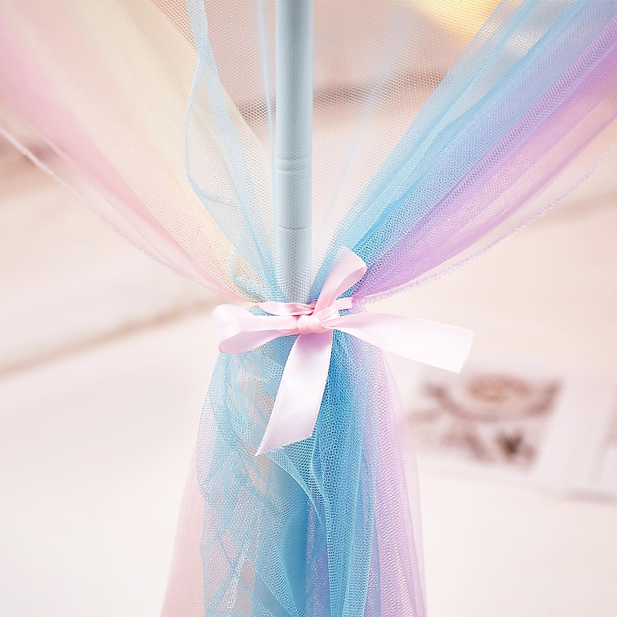 Akiky Girls Bed Canopy Large Playhouse with Pompom Princess Castle Indoor&Outdoor Play Tent for Kids-Not Include Bed Poles(Twin,Pink)