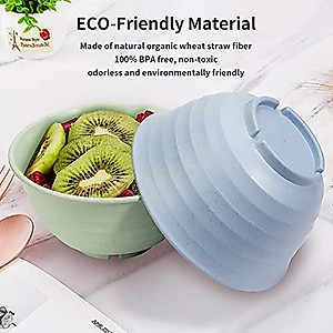 SGAOFIEE Unbreakable Cereal Bowls - 30 OZ Wheat Straw Fiber Lightweight Bowl Sets of 6 - with 6 Spoons & 6 Forks - for Rice Noodle Soup Breakfast Bowls - Dishwasher & Microwave Safe