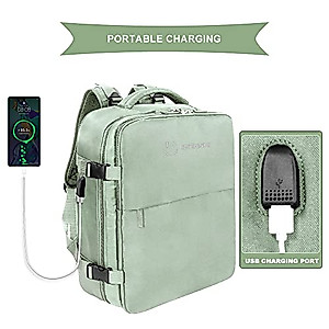 ISENSHI Travel Backpack for Men Women, Waterproof Carry On Backpack, Hiking Backpack Outdoor Sports Casual Daypack School Bag(Light Green)