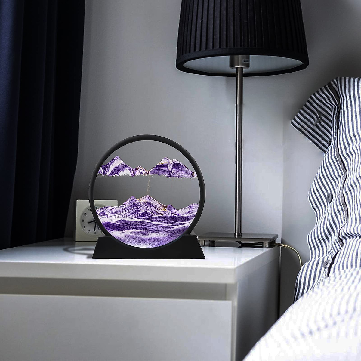 Dynamic Sand Art, Moving Sand Art with 3D Deep Sea Sandscape, Relaxing Sand Painting for Kids & Adluts in Desktop Home Office (Purple 7")