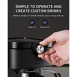 SHARDOR Espresso Machine, Automatic Latte & Cappuccino Maker, 15 Bar Pump Pressure Espresso Coffee Maker with Milk Frother Steam Wand, 1300W, Black