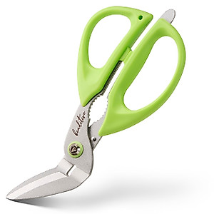 Beaditive Heavy Duty Multipurpose Angled Craft Scissors 7" - Japanese Stainless Steel, Serrated Blade - Craft Shears for Cardboard, Plastic, Leather, Fabrics, and Packaging