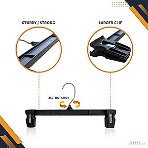 Hanger Central Recycled Heavy Duty Plastic Bottoms Hangers with Ridged Pinch Clips Pants Hangers, 8/10/12/14 Inch, Black, 100 Pack (8")