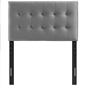Modway Emily Twin Biscuit Tufted Performance Velvet Headboard, Gray