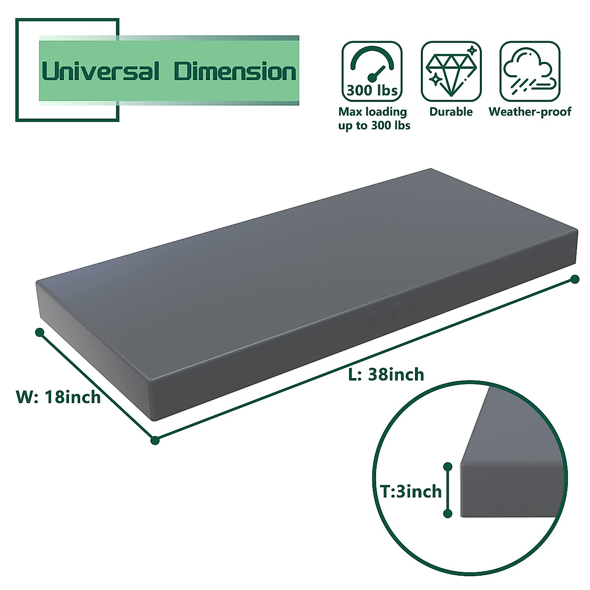 Memrita Mini Split Pad for Air Conditioner Heat Pump Systems, Equipment Pad Ground Leveling Support Base for Outdoor Condenser Units, 38" x 18" x 3"