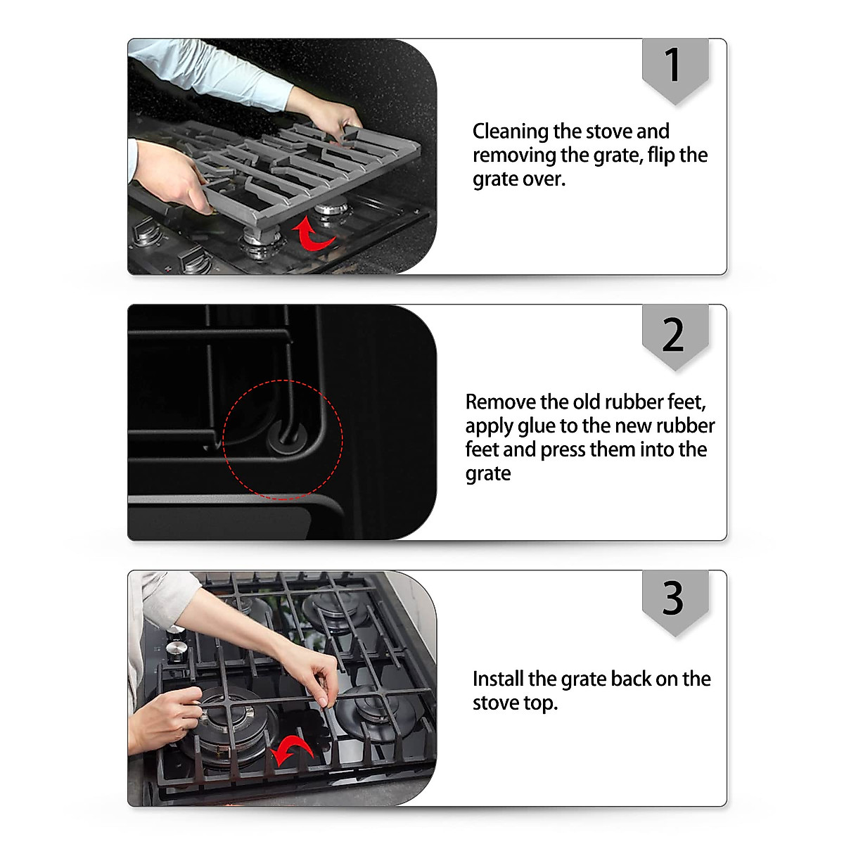 57049 Grates Grommets for Atwood Wedgewood Stove Parts Range Rubber Grommets Grate Foot Replacement RV Stove Top Range Grate Grommet Kit Gas Cooktop Rubber Feet Burner Grate Pad 4 Pcs