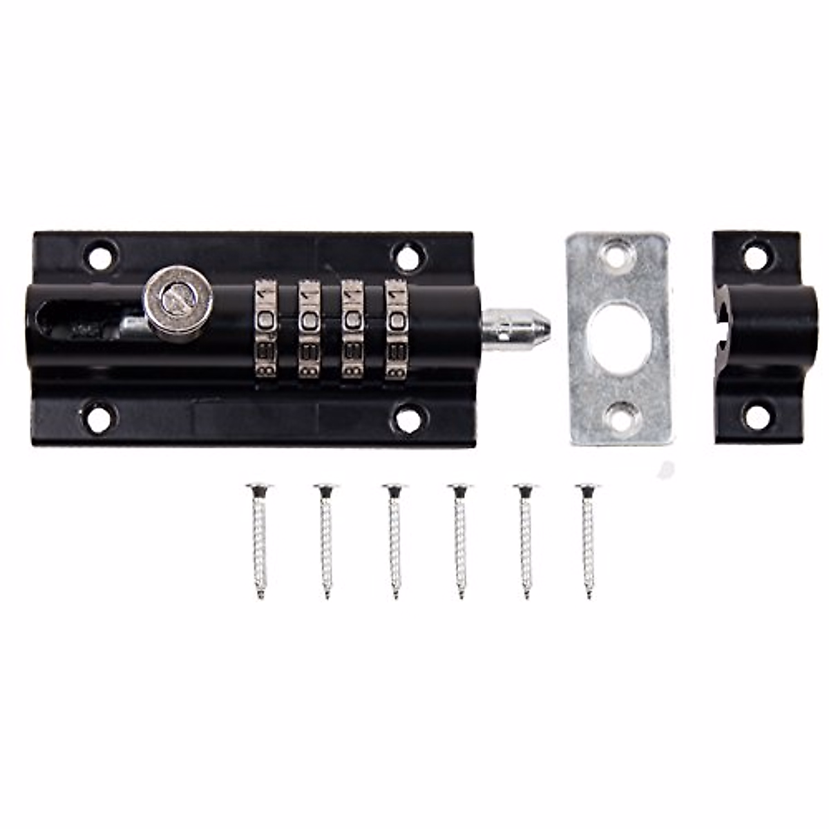 Combi-Bolt CB2000-BLK 4-Dial Combination Sliding Bolt Lock with Black Finish, Child-Proof Your Home and Secure Your Home, Easy to Install