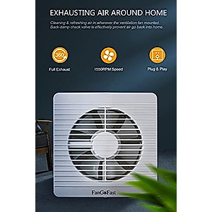 FanGoFast 4 Inch Exhaust Fan Ventilation Extractor with Anti-backflow Ventilation Fan,12W Powerful Kitchen Extractor Fan,Window and Wall Mount Vent Fans, For Kitchen Bathroom Greenhouse Garage