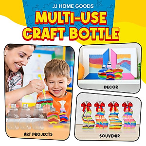 JJ CARE Sand Art Bottles [12 Wave-Shaped Sand Bottles + 6 Small & 6 Large Funnels] Plastic Sand Art Containers for Kids, Sand Art Bottles Bulk for Arts & Crafts, Sand Bottles for Sand Art Supplies