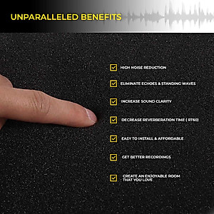 Siless 12 Pack Acoustic Panels 1 X 12 X 12 Inches - Acoustic Foam - Studio Foam Wedges - High Density Panels - Soundproof Wedges - Charcoal