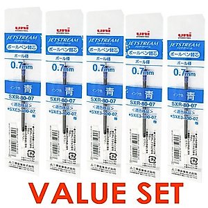 Uni-ball Jetstream Fine Point Roller Ball Pens Refills for Multi Pen Type-0.7mm-blue Ink-value Set of 5