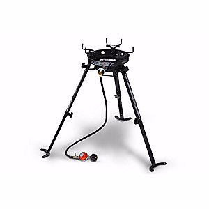 Eastman Outdoors 90411 Portable Kahuna Burner with XL Pot and Wok Brackets with Adjustable and Removable Legs, Black, Pack of 1