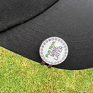 Giggle Golf Bling Putt Now, Wine Later Golf Ball Marker with A Magnetic Hat Clip | Fun Golf Accessories for Women