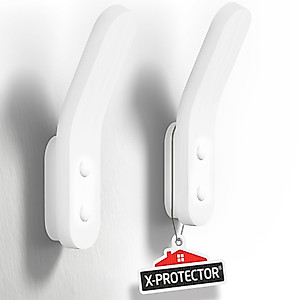 X-Protector Coat Hooks - 2 pcs Set, White - Mango Wood Wall Hooks for All Purposes - Unique Coat Hooks Wall Mount - Premium Decorative Wall Hooks - Heavy-Duty Closet Hooks Wall Mount for Any Clothes!
