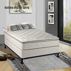 Spinal Solution 10-Inch Medium Plush Pillowtop Innerspring 8" Wood Box Spring for Mattress, Queen, Beige