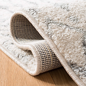 SAFAVIEH Tulum Collection 5' Square Ivory/Grey TUL270A Moroccan Boho Distressed Non-Shedding Living Room Bedroom Area Rug