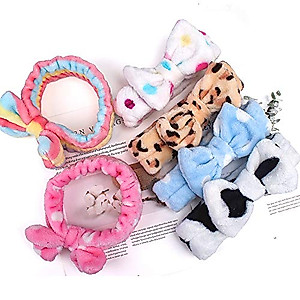 Casoty 6 Pcs Spa Soft Coral Fleece Bow-Style Headbands for Makeup, Face Washing, Shower, Skin Care, and Yoga