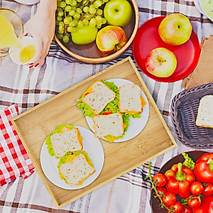 HEITICUP Bamboo Serving Tray-One Piece Set of Bed Tray Coffee Table with Handles, Kitchen Trays for Party, Serving Breakfast Pastries, Eating, Snacks, Mini Bars