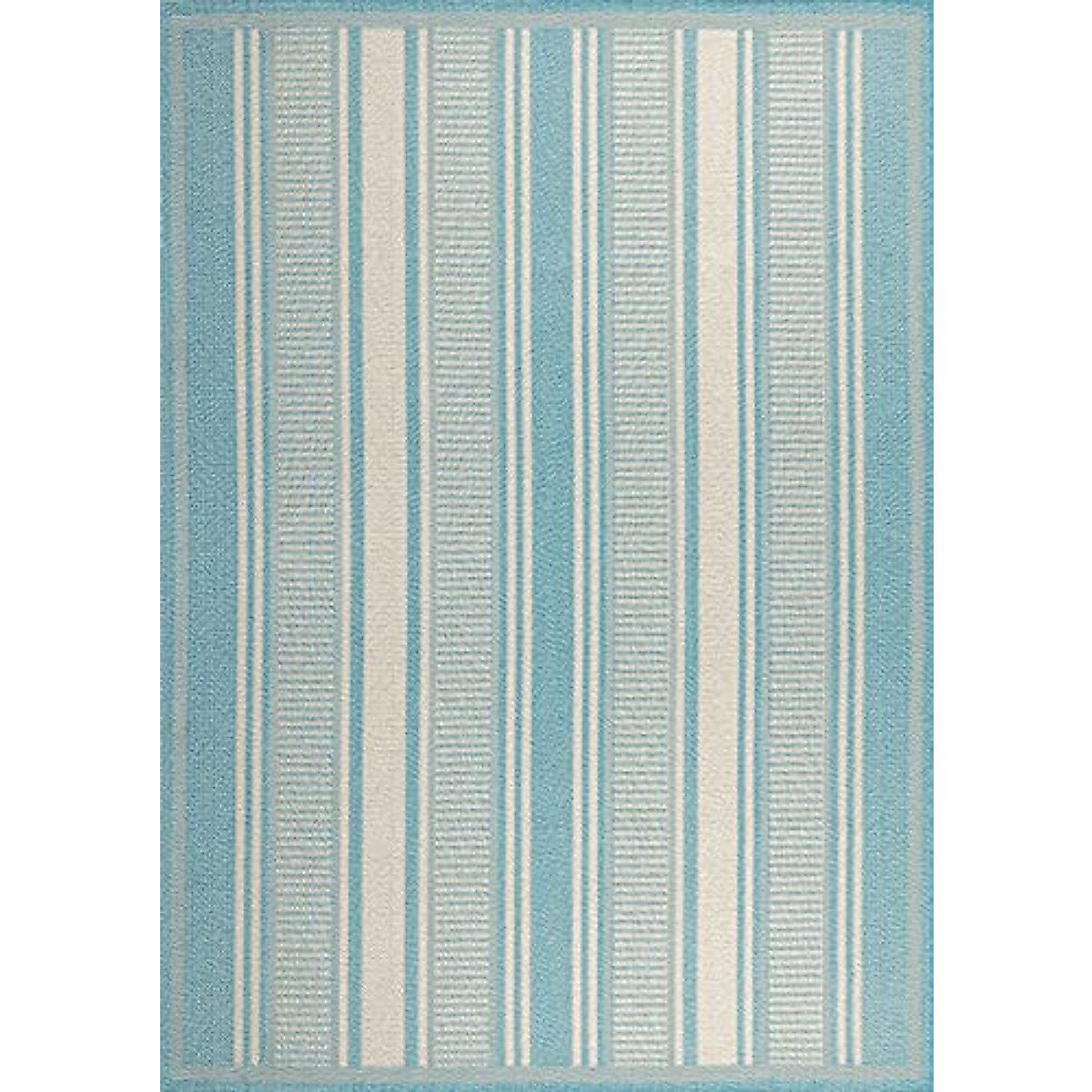 JONATHAN Y SMB202A-4 Haynes Modern Double Stripe Indoor Outdoor Farmhouse Transitional Area Rug,High Traffic,Kitchen,Living Room,Backyard,Non Shedding,4 X 6,Aqua/Beige