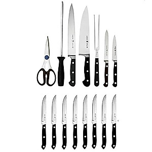 HENCKELS Classic Razor-Sharp 16-Piece Knife Block Set, Chef Knife, Bread Knife, German Engineered Informed by 100+ Years of Mastery