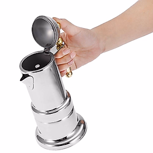 Stovetop Espresso Maker, Stainless Steel Moka Pot Stovetop Espresso Coffee Maker Classic Moka Pot with Safety Valve 4 Cups