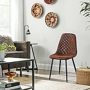 KEIVVAKN Brown Dining Chairs Set of 4 Fabric Kitchen Dining Room Chairs Mid Century Modern Upholstered Dining Chairs Side Chairs with Back