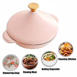 Xgxoz Cast Iron Tagine 2.6L Tajine Cooking Pot with Enameled Base And Cone-Shaped Enameled Lid, Premium Cast Iron Cooking Pot