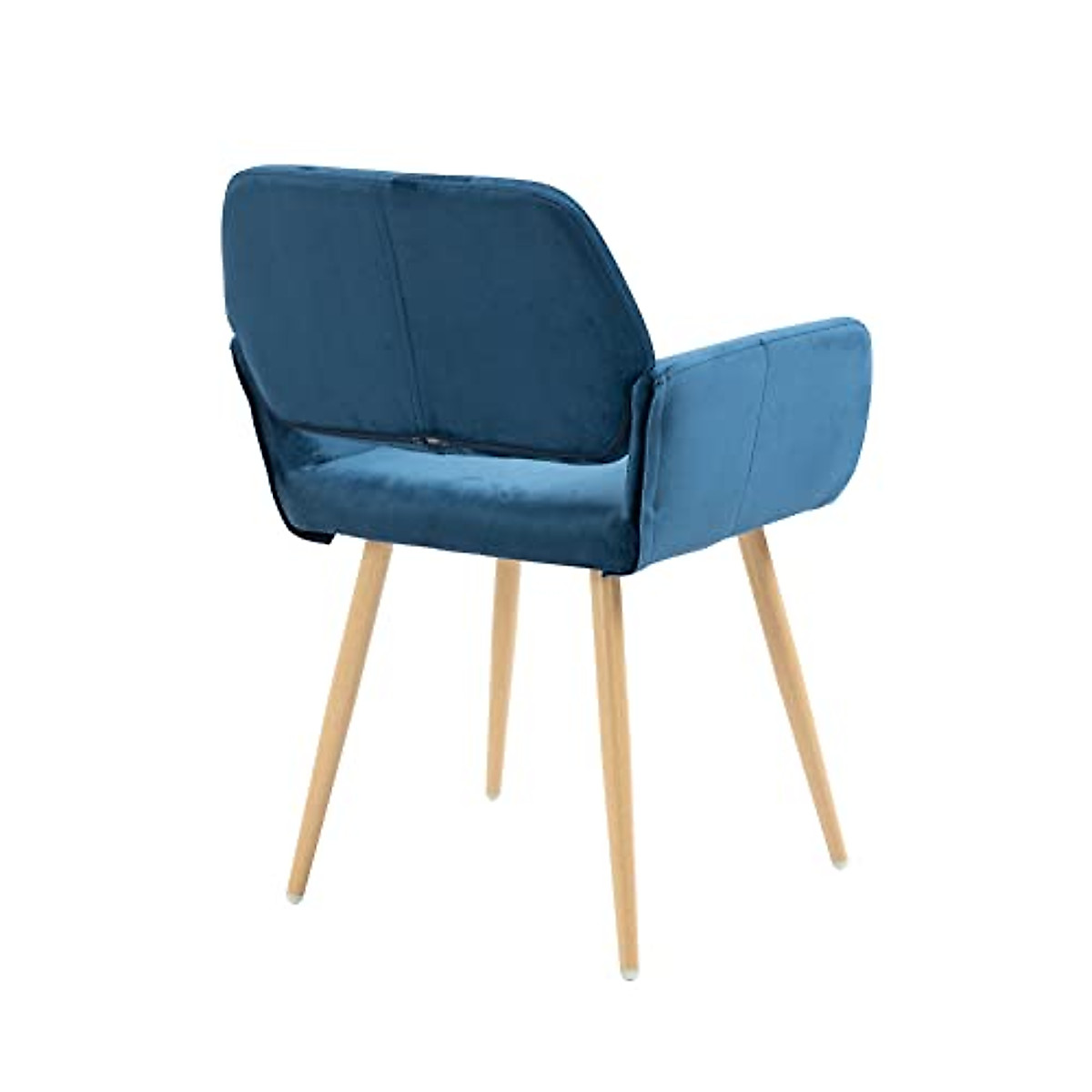 EEBUIHUI Modern Dining Room Living Room Accent Arm Chairs Club Guest with Solid Wood Legs Velet Fabric Upholstered Side Dining Chair for Living Room Dining Room Kitchen (Blue)