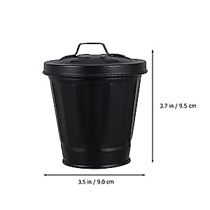 LUOZZY 3pcs Small Metal Trash Can with Lid | Galvanized Trash Can | Small Galvanized Trash Can with Lid Mini Desktop Wastebasket Tiny Garbage Can Flowerpots, 3.5 x 3.7 inch