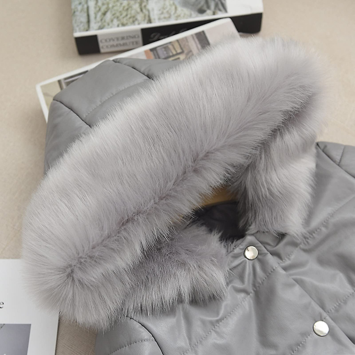 Girls Puffer Jacket Toddler Winter Coat Hooded Thickened Warm Winter Snowsuit Coat Windproof Jacket Outerwear Grey