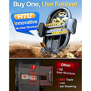 【Military-Grade Stable Suction】 Cell Phone Holder for Car,【Flexible Telescopic Arm】 360° Rotatable Stand Dashboard Windshield Cellphone Mount for iPhone 15 14 13 12 Samsung Smartphone Truck, Black