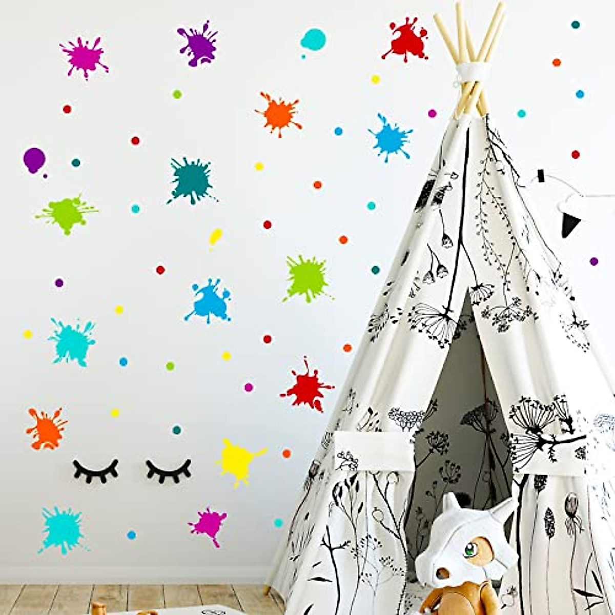 Maydahui Colorful Paint Splatter Wall Decals for Kids Rooms