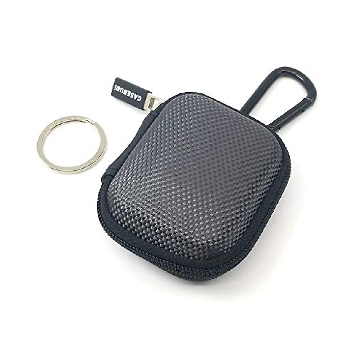 CASEBUDi Tough Travel Case for Apple AirPods | Key Ring and Carabineer | Use as Keychain | Sturdy, Stylish, Ballistic Nylon, Impact Protection for Travel or Storage (Cool Grey)