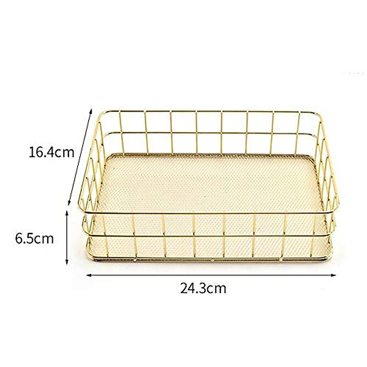 GYY Gold Desktop Metal Storage Basket Storage Box Iron Grid Storage Tray Net Basket Storage Bins for Home Decoration (Large)